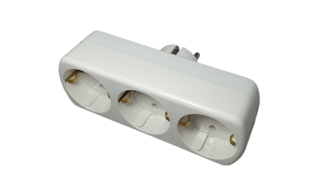 Ficha Dupla / Tripla Schuko: Ficha tripla schuko 1930-T branca